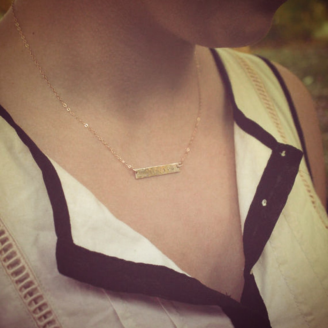 Personalized Gold Bar Necklace, Gold Bar Necklace, Customized Name Bar ...