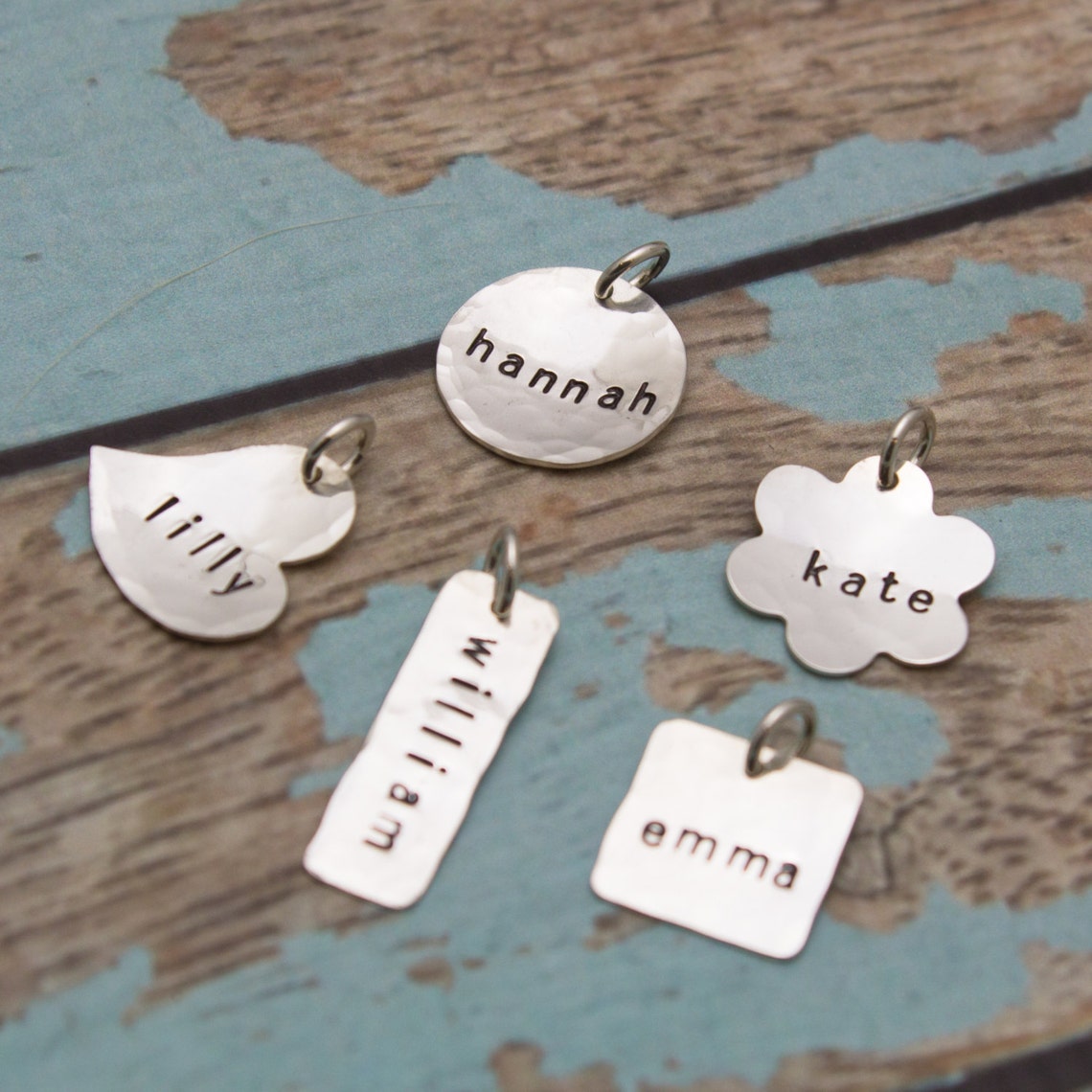 Sterling Silver Personalized Hand Stamped Charms Choose Your - Etsy