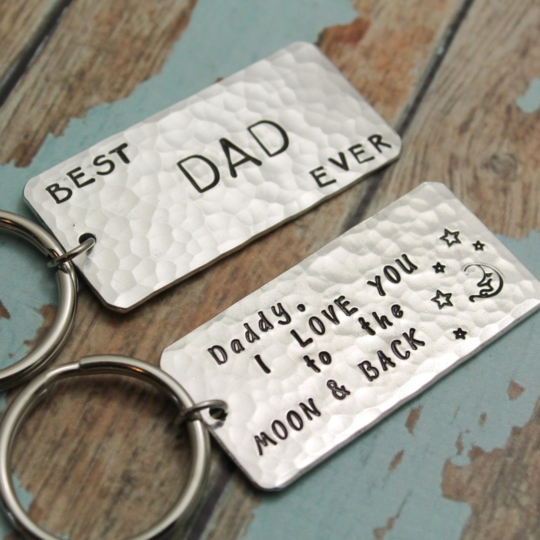 Best Dad Ever Keychain Father's Day Gift Aluminum Handstamped ...