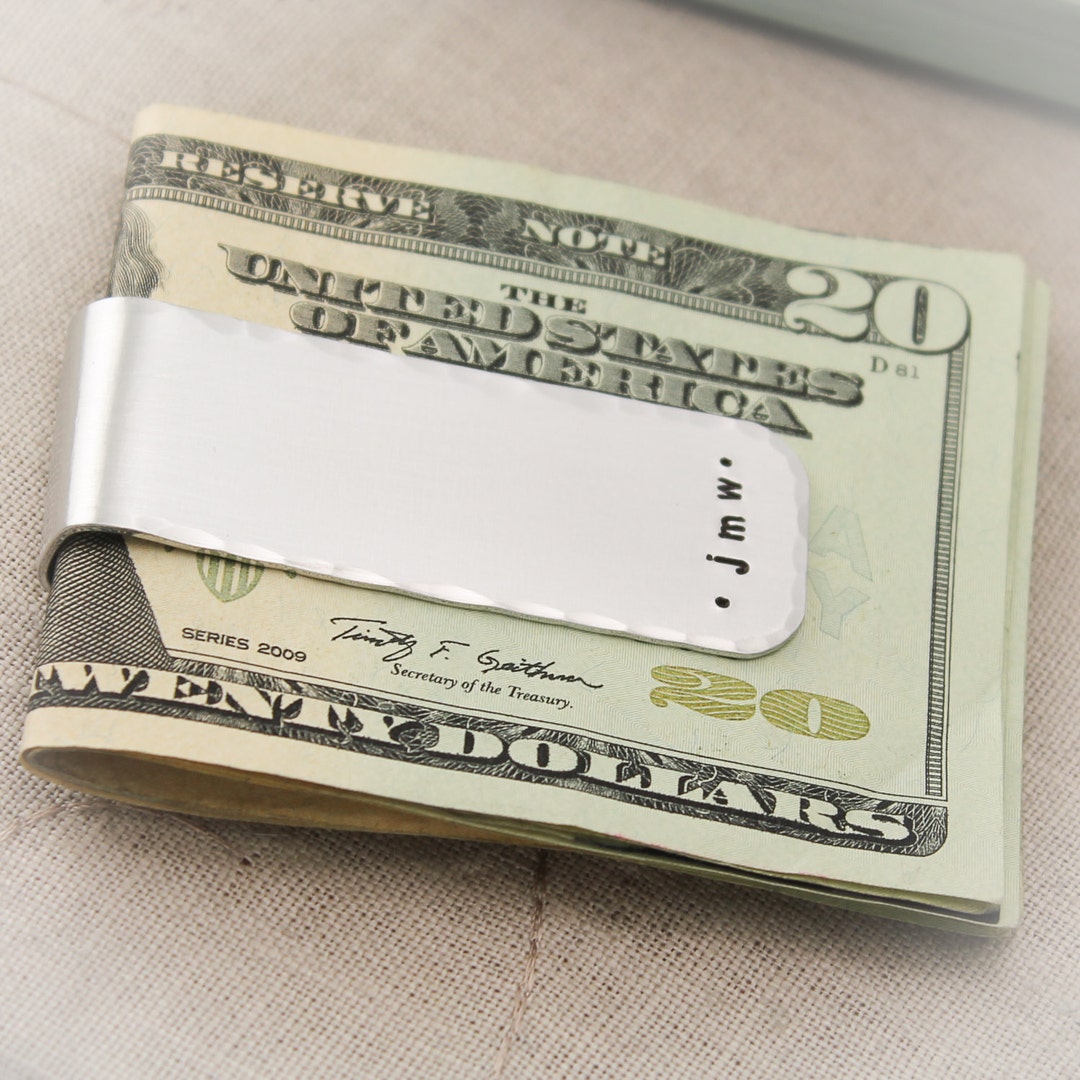Men's Money Clip Aluminum Hand Stamped Personalized Groom Gift Wedding ...