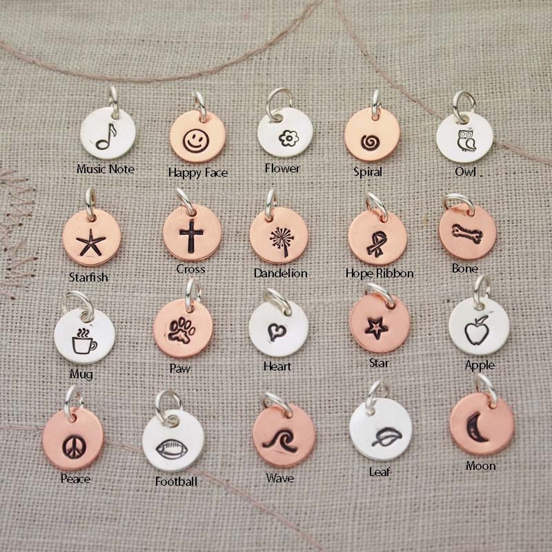 Tiny Charms Sterling Silver Hand Stamped Personalized Many to Choose ...