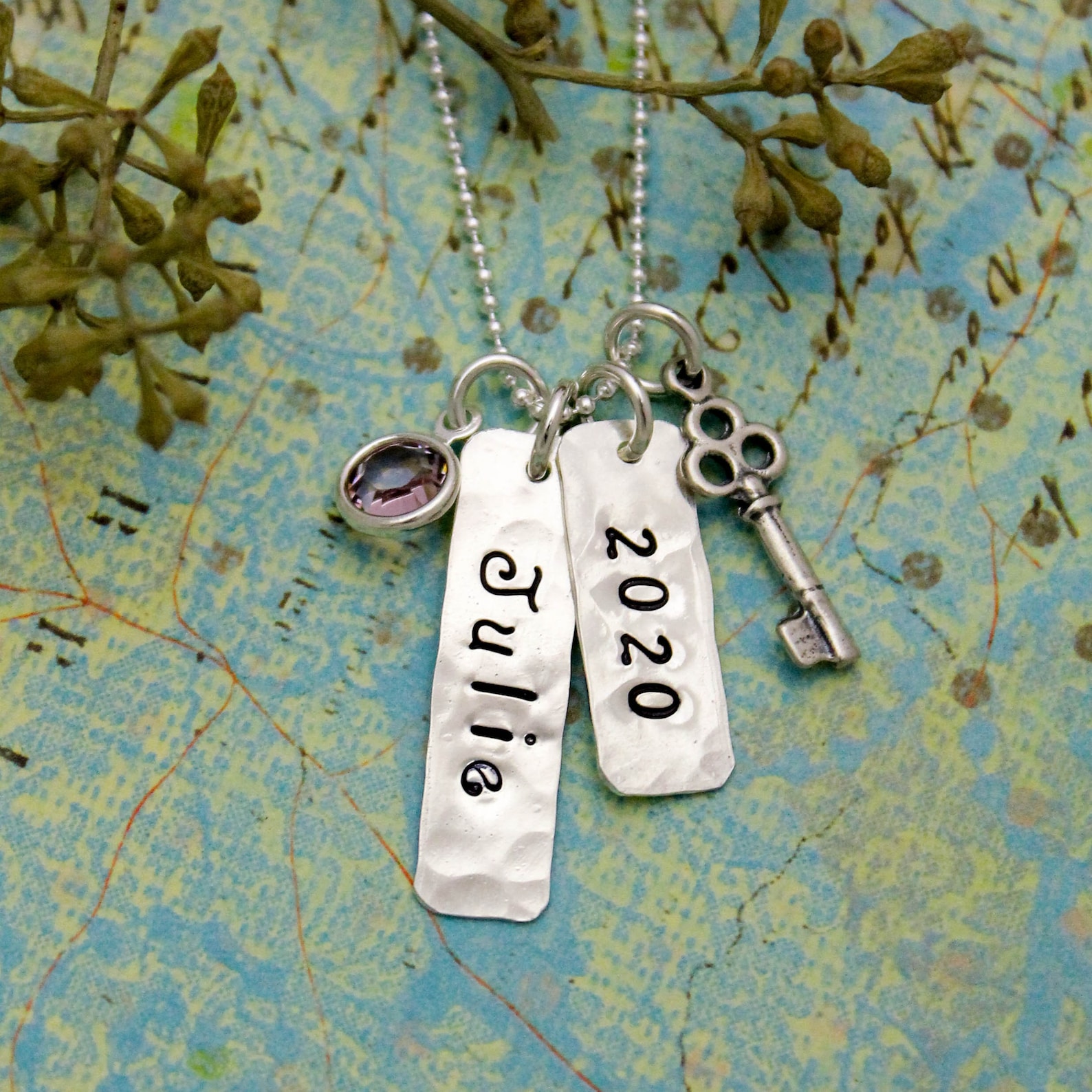 Graduation Charm Necklace Key to Success With Name Year and - Etsy