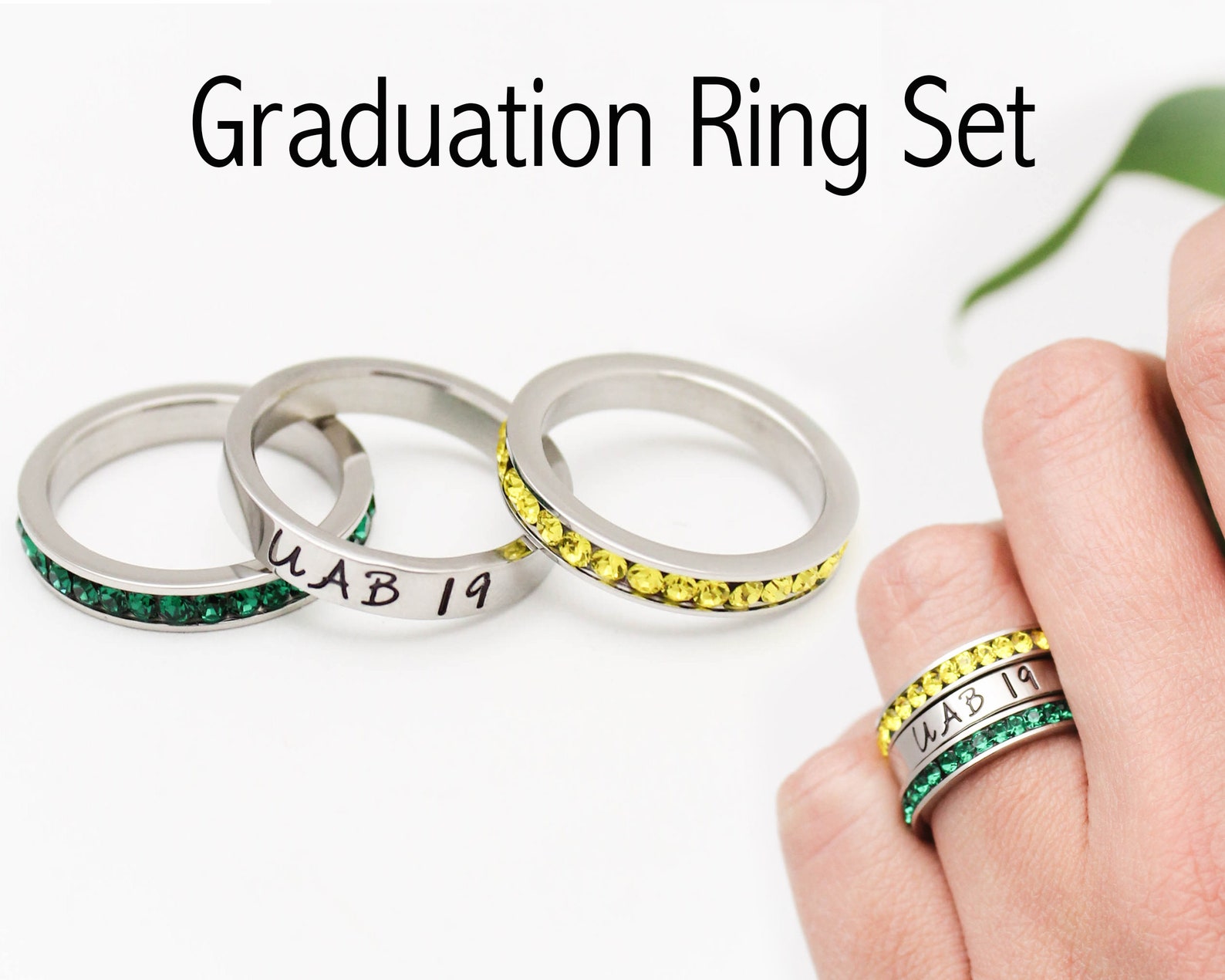 Personalized Stacking Graduation Ring Set Customized Silver - Etsy