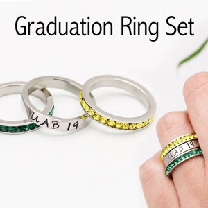 Personalized Stacking Graduation Ring Set Customized Silver - Etsy