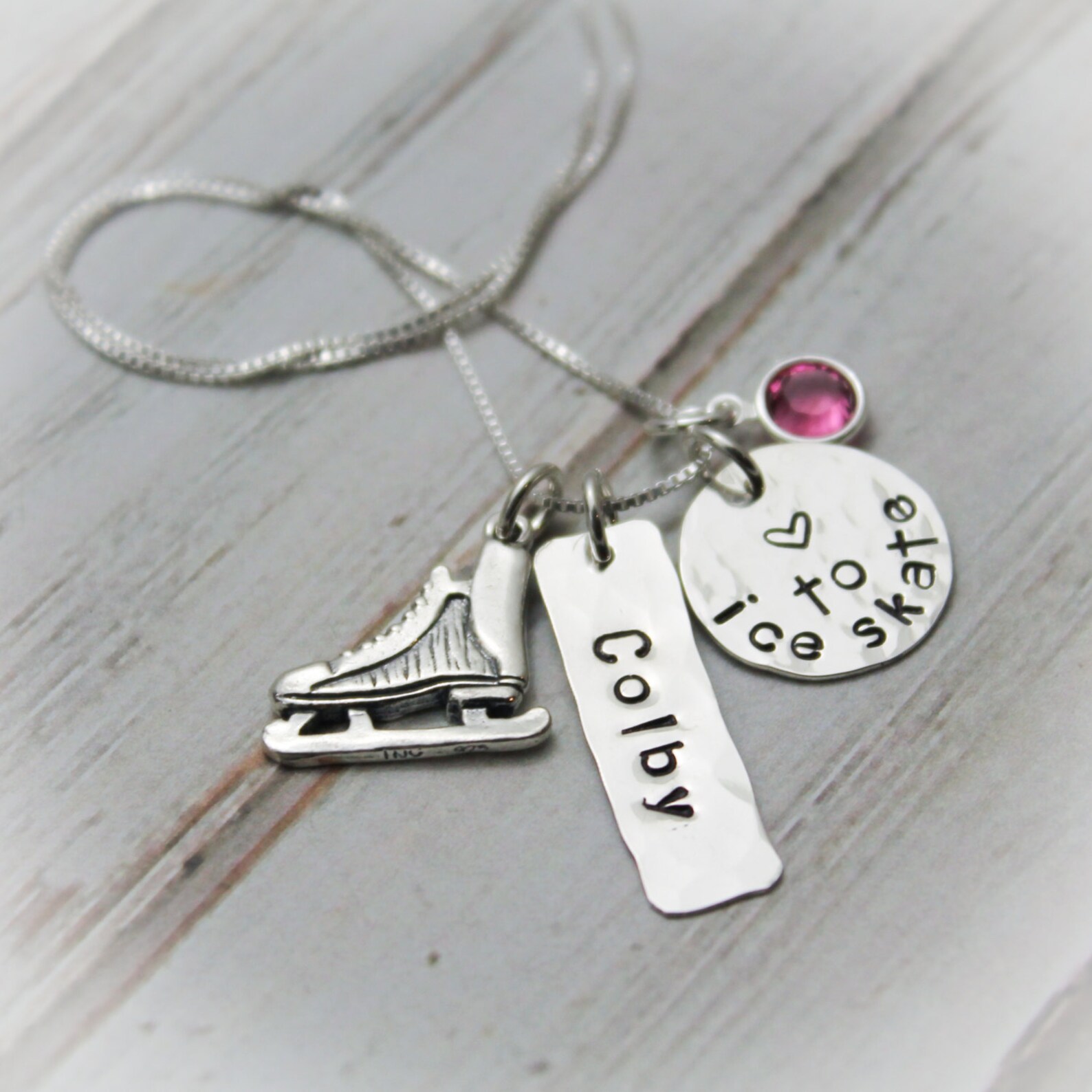 Ice Skating Sterling Silver Personalized Hand Stamped Necklace - Etsy