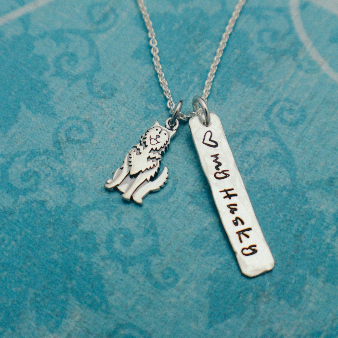 Sterling Silver Husky Necklace: Hand Stamped Dog Lover Gift - Etsy