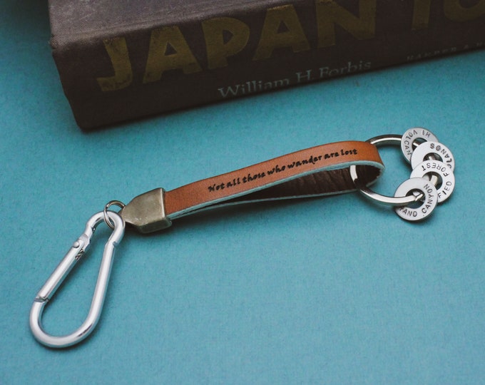 Leather Travel Key Chain, Adventuring Keychain, Hiker Gift, Outdoorsy ...