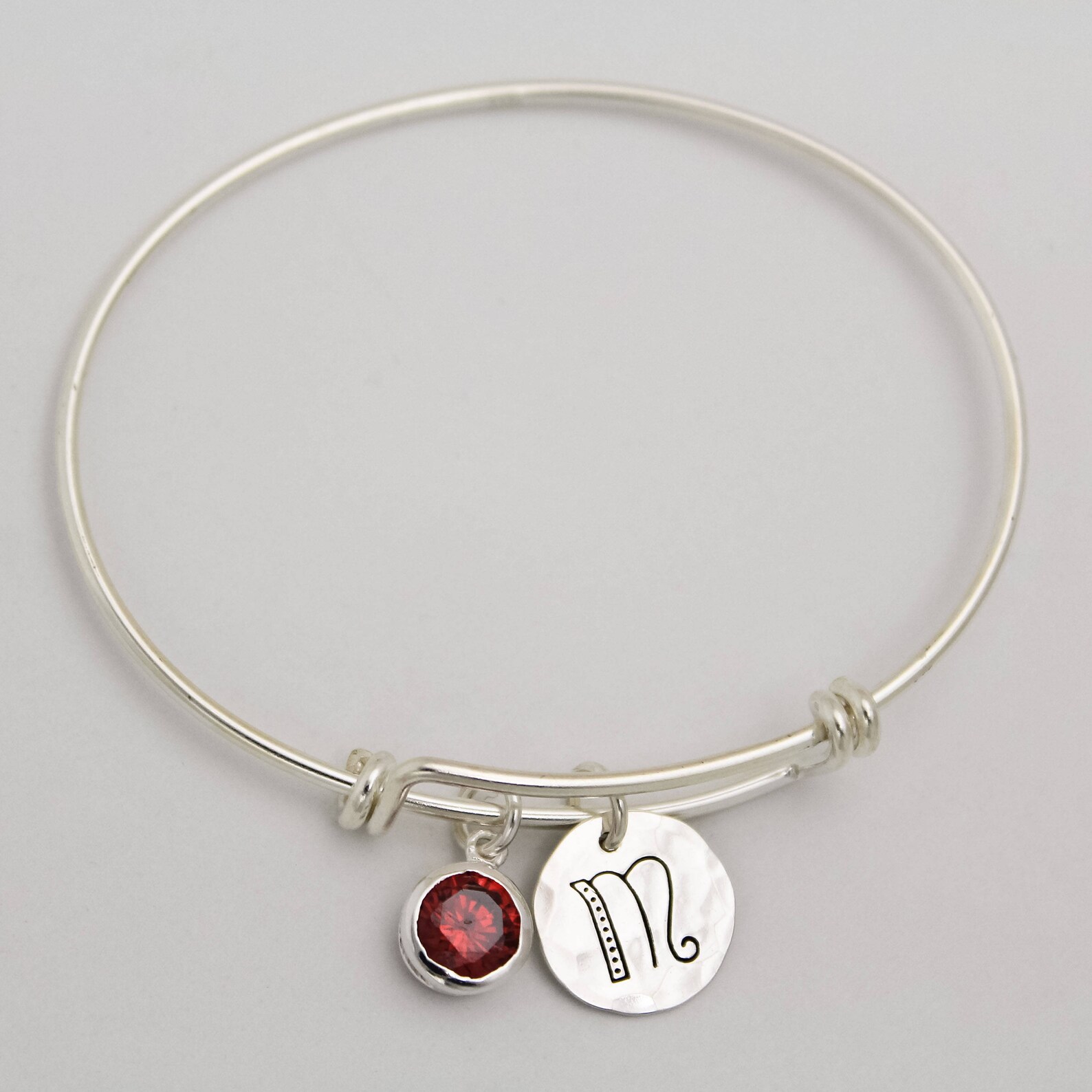 January Initial Birthstone Bangle Garnet Jewelry Birthday - Etsy