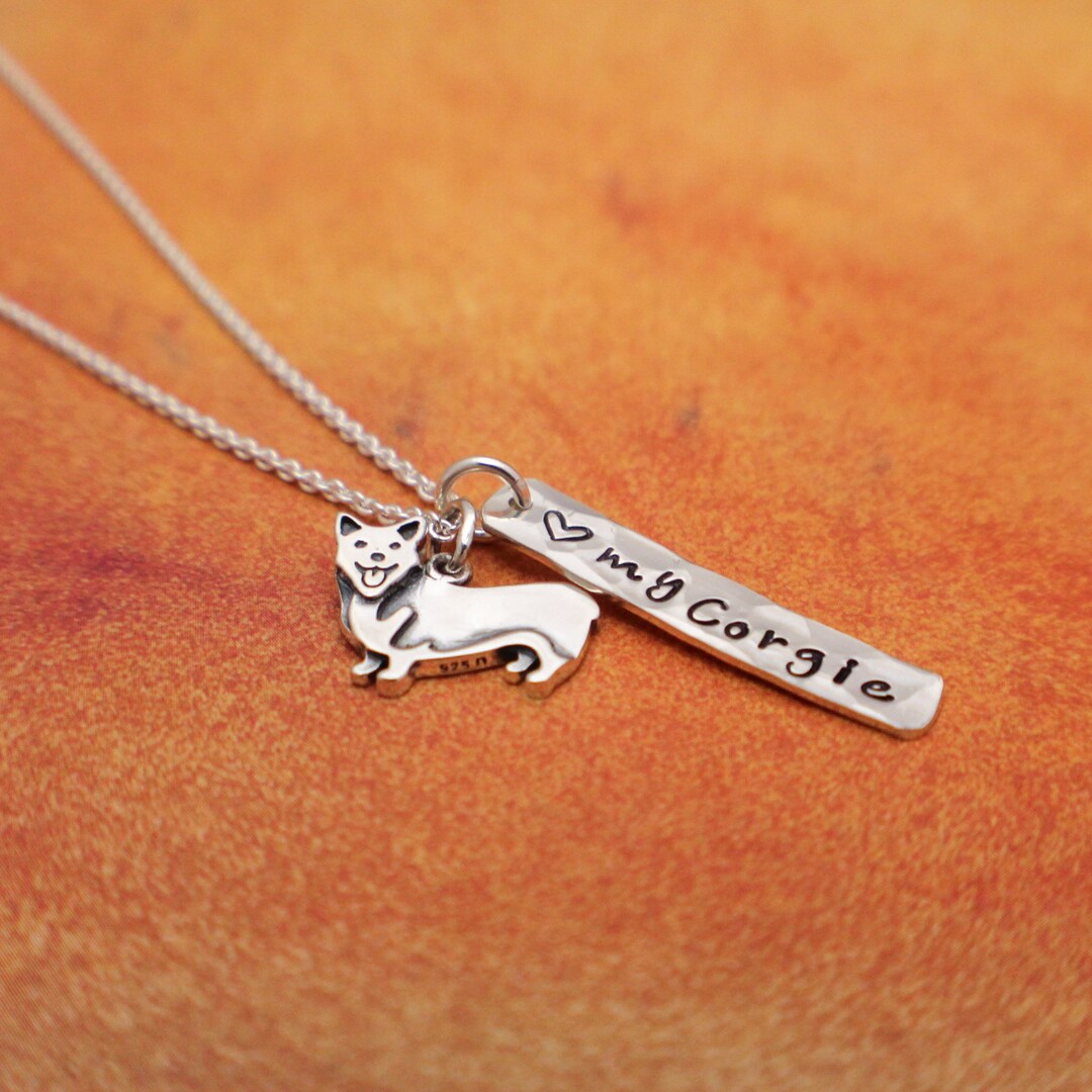 LOVE My Corgi Necklace, Sterling Silver Corgie Necklace, Welsh Corgi ...