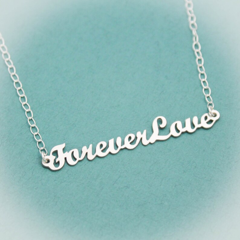 Forever Love Script Necklace Personalized Script Necklace - Etsy