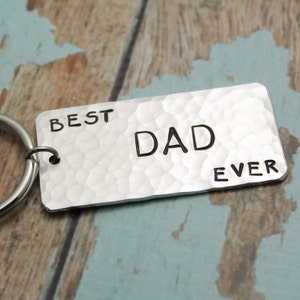 Best Dad Ever Keychain Father's Day Gift Aluminum Handstamped ...