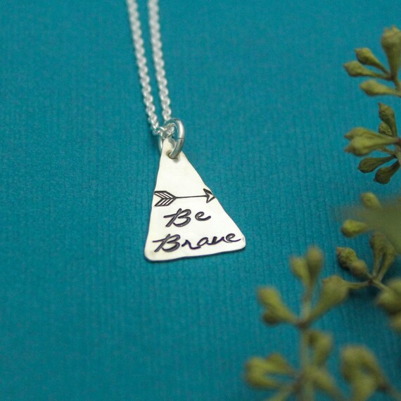 Be Brave Necklace in Sterling Silver Hand Stamped - Etsy