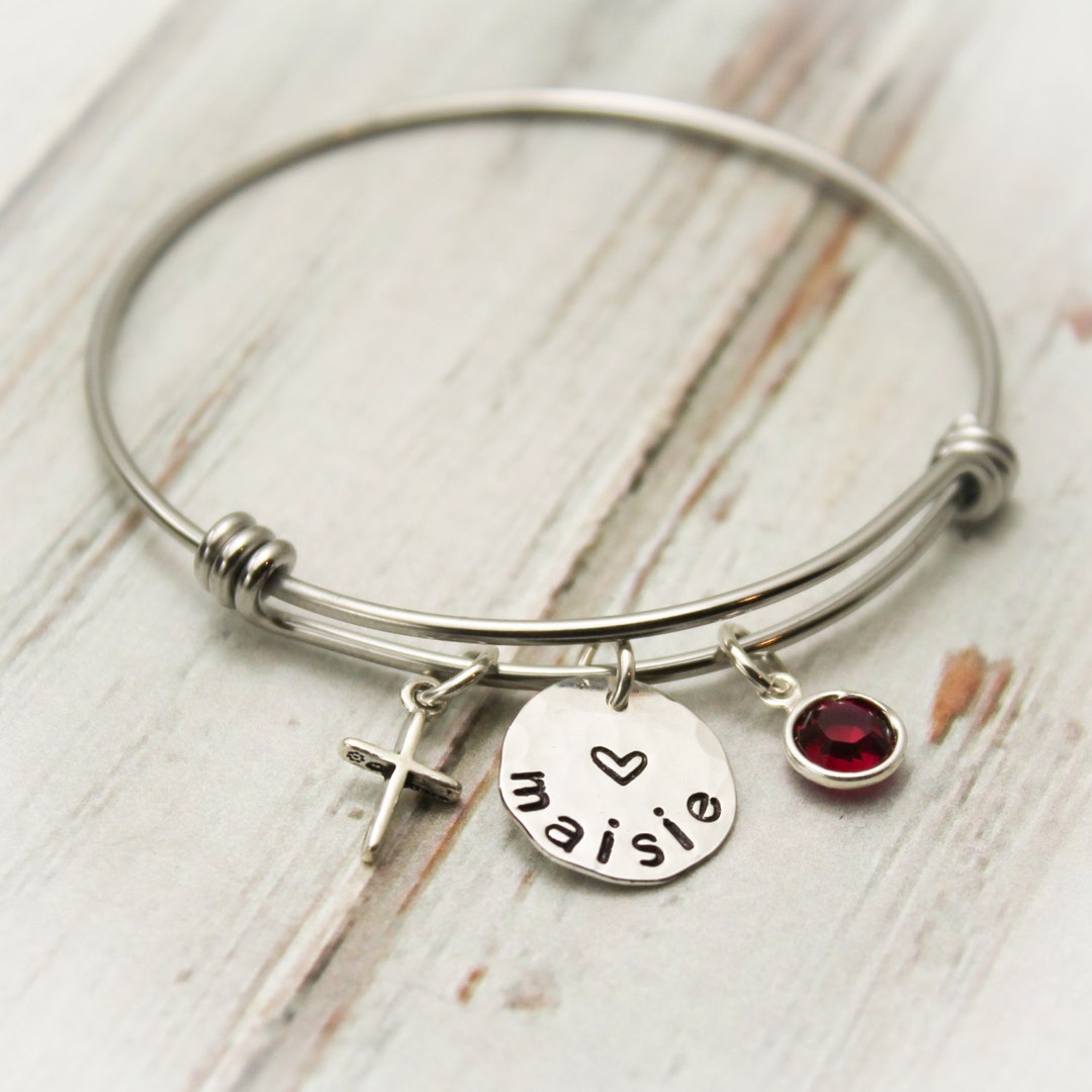 CROSS Bangle, for Confirmation or Communion Gift, Cross Bracelet ...