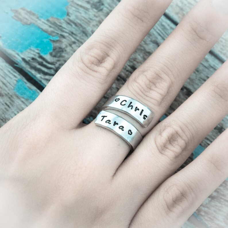 Personalized Wrap Ring Hand Stamped Aluminum - Etsy
