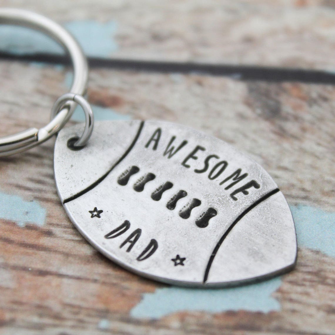 Awesome DAD Keychain Personalized Hand Stamped Father Gift - Etsy
