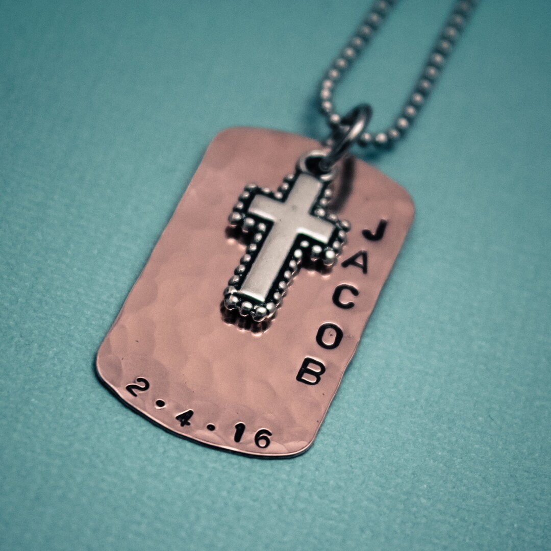 Personalized Copper Cross Necklace: First Communion Gift for Boys - Etsy
