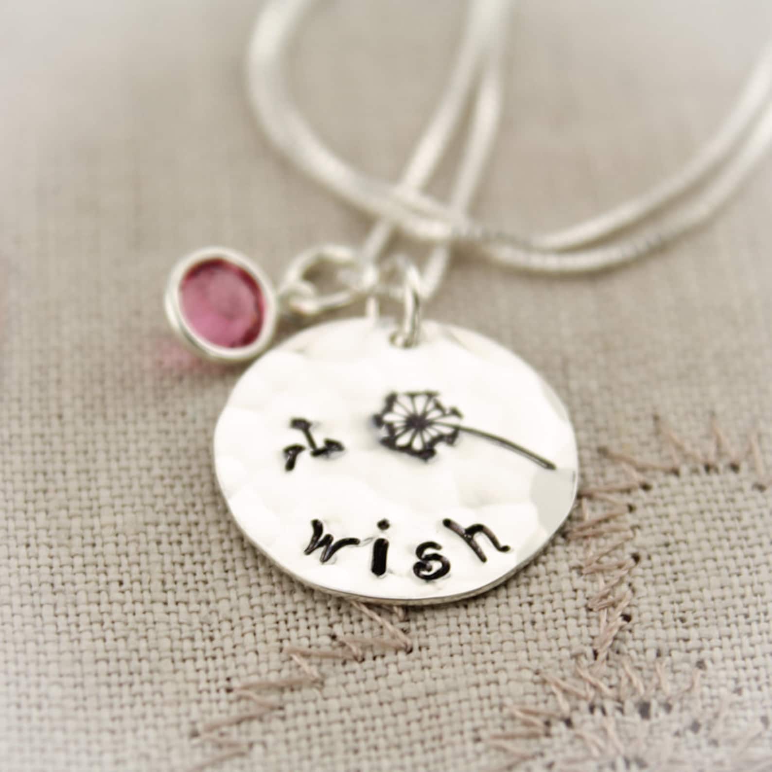 Make a WISH Necklace With Birthstone and Dandelion Sterling Silver ...