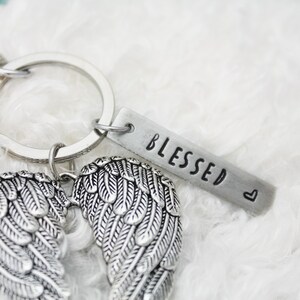 Angel Wing Key Chain, Blessed Personalized Purse Charm - Etsy
