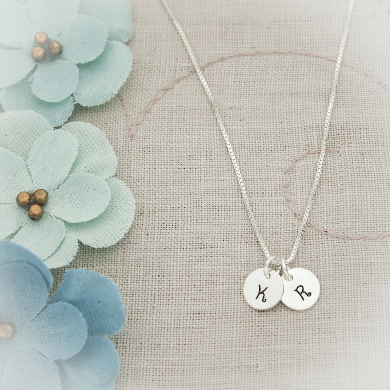 Hand Stamped Personalized Sterling Silver Initial Charm | Etsy