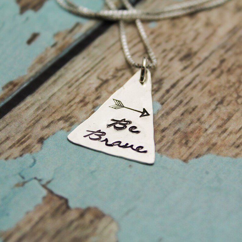Be Brave Necklace in Sterling Silver Hand Stamped - Etsy