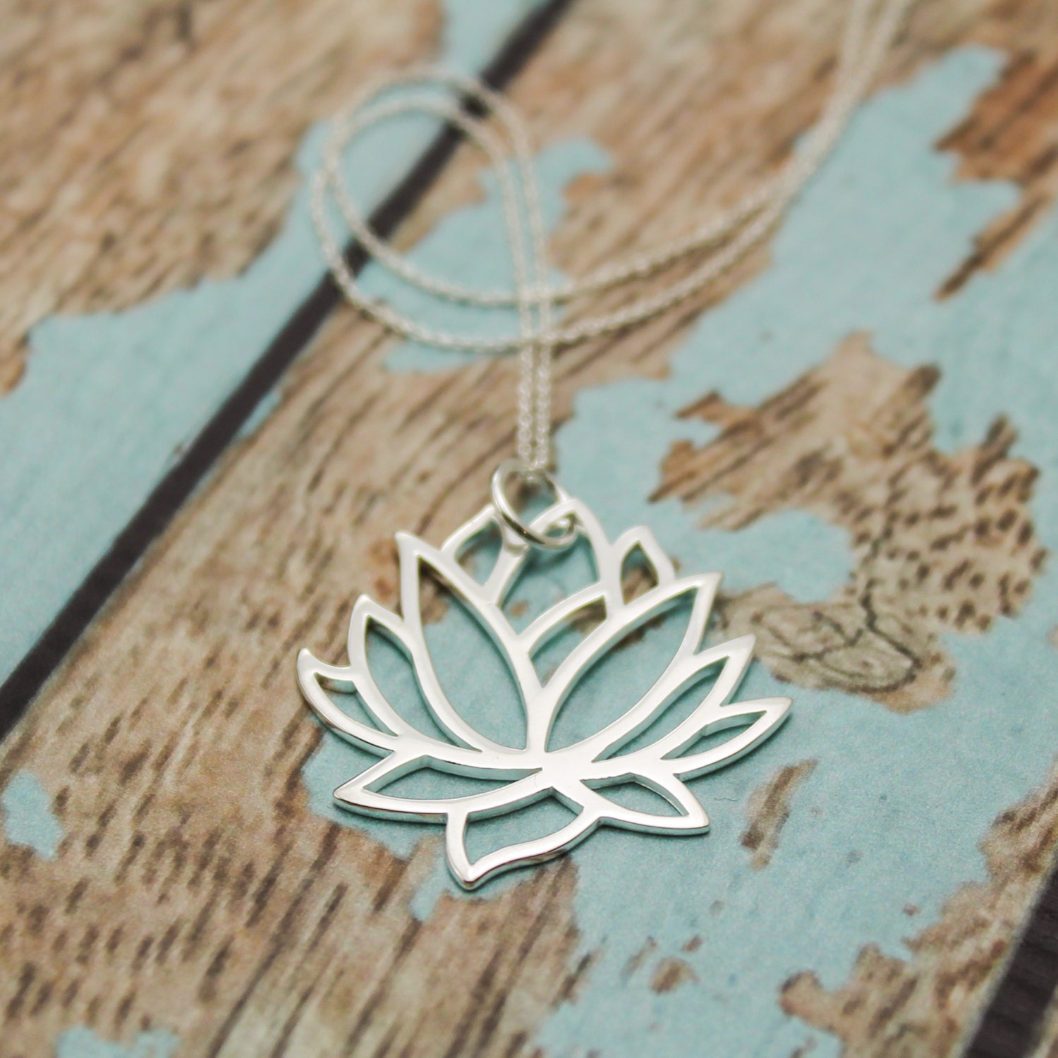 Large Lotus Flower Necklace in Sterling Silver Over Bronze - Etsy