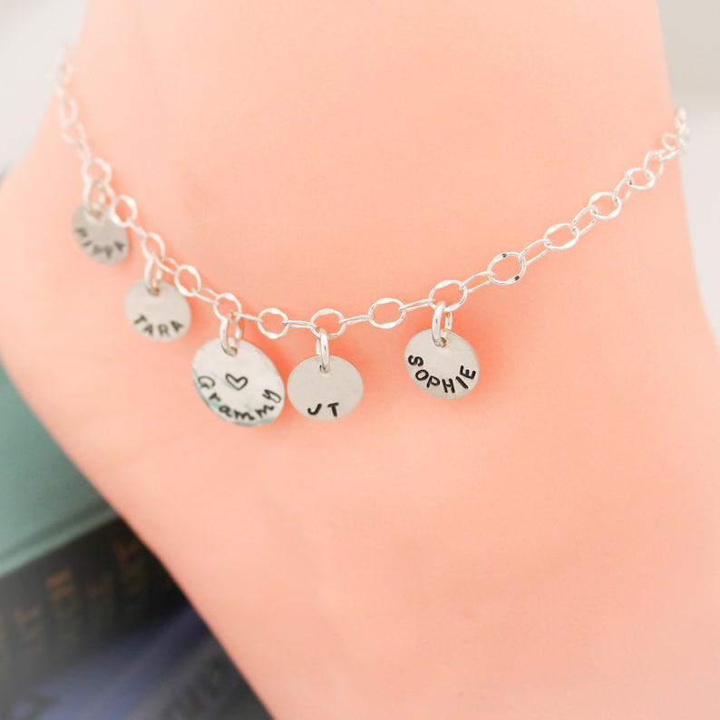 Personalized Anklet Custom Anklet Mom Mommy Grandma Anklet - Etsy