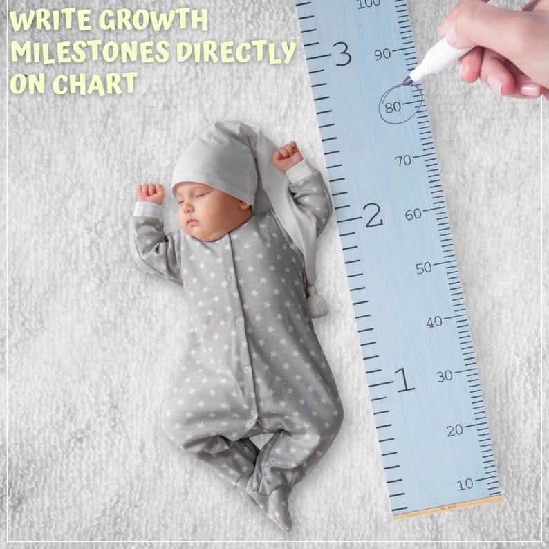 Kids Canvas Growth Chart for Wall With Wood Frame Panel in Neutral ...