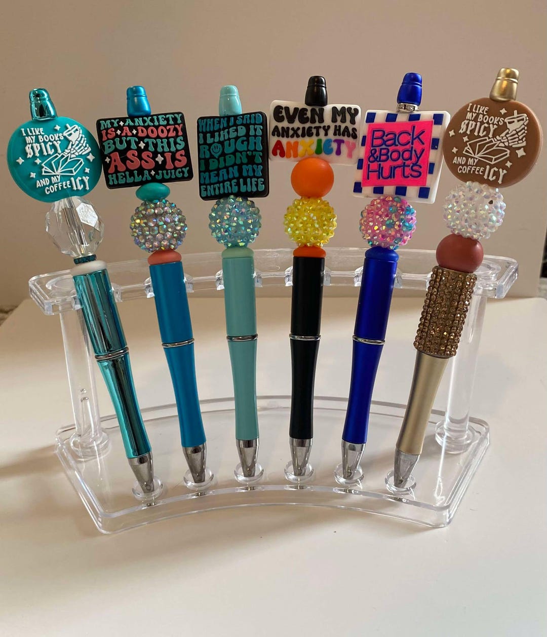 Custom Beaded Ink Pen - Sassy Pens - Silicone Beaded Pens - Focal Pens ...