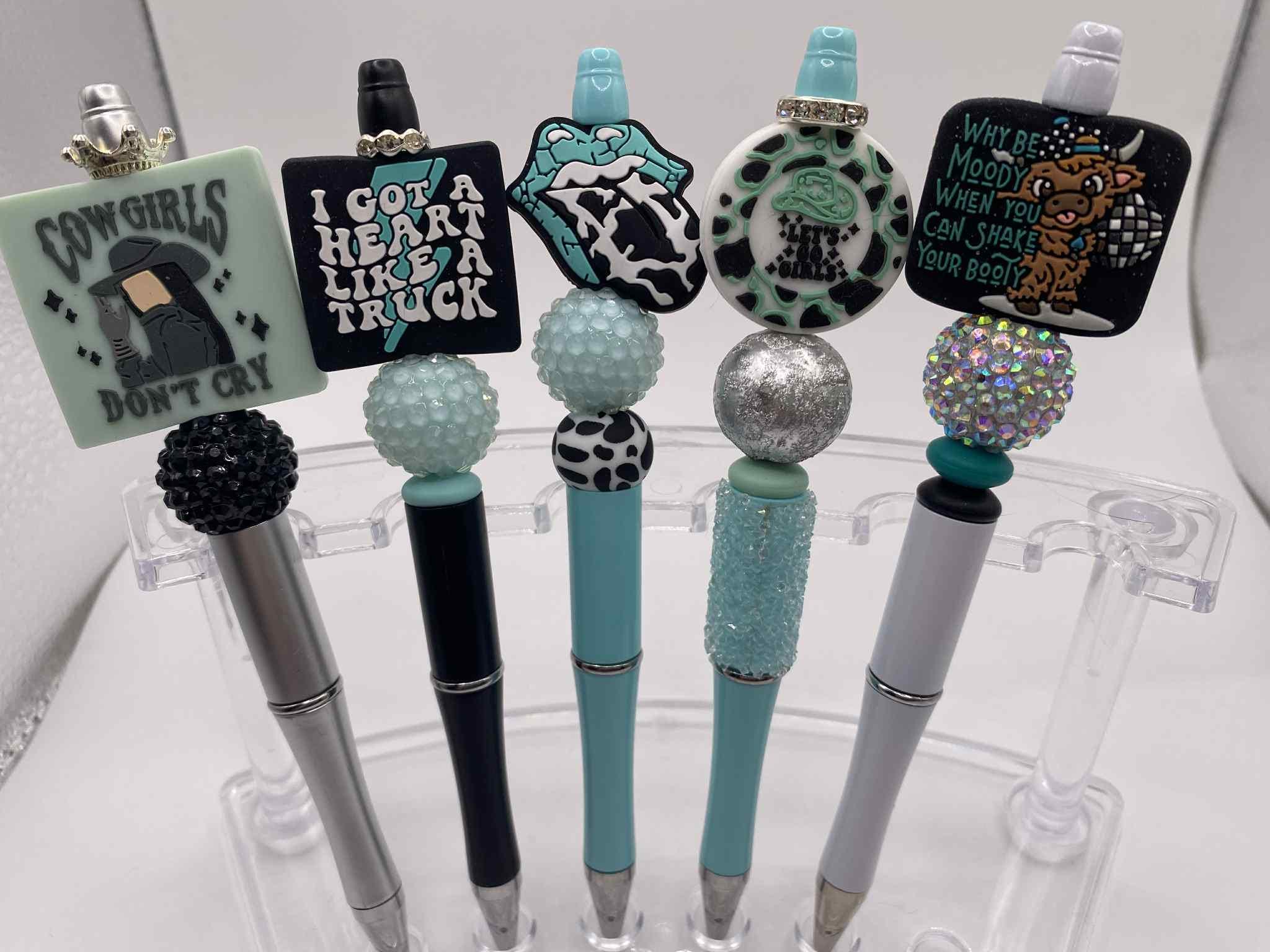 Custom Beaded Ink Pen - Western Pens - Silicone Beaded Pens - Focal ...