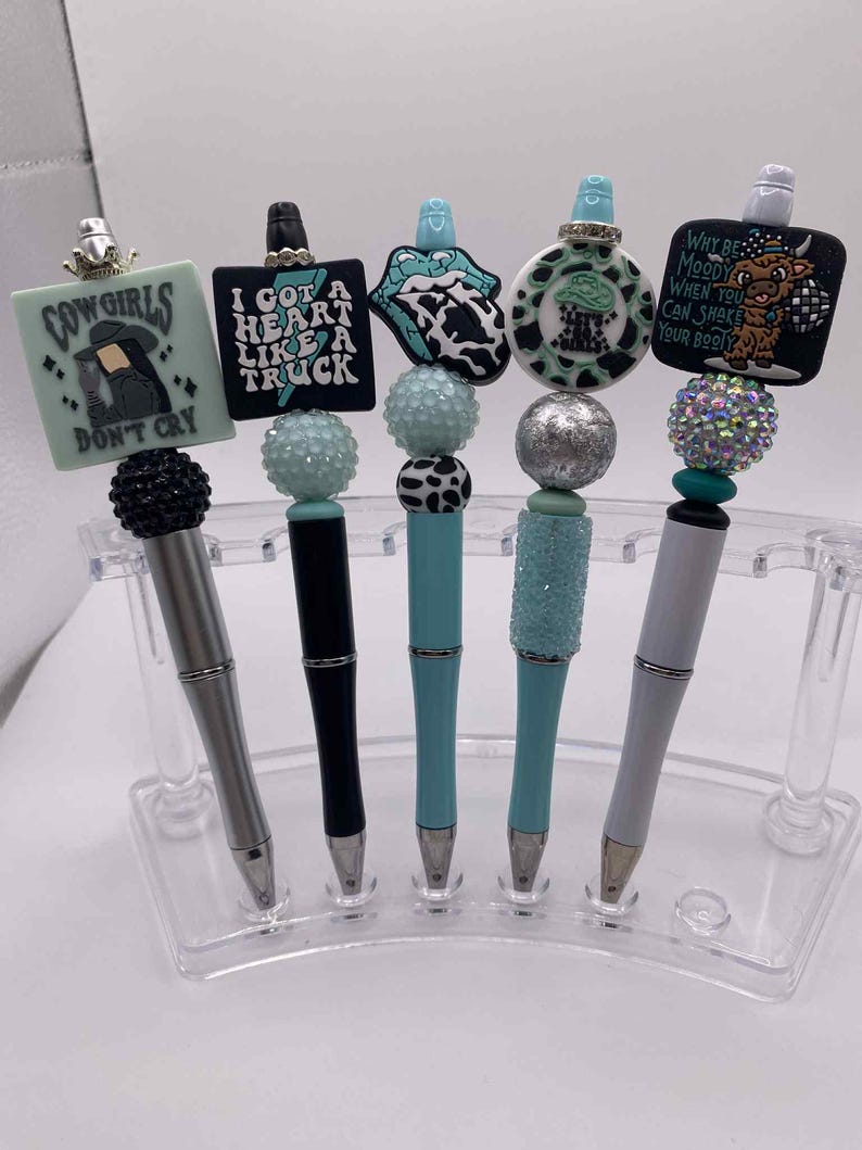 Custom Beaded Ink Pen - Western Pens - Silicone Beaded Pens - Focal ...