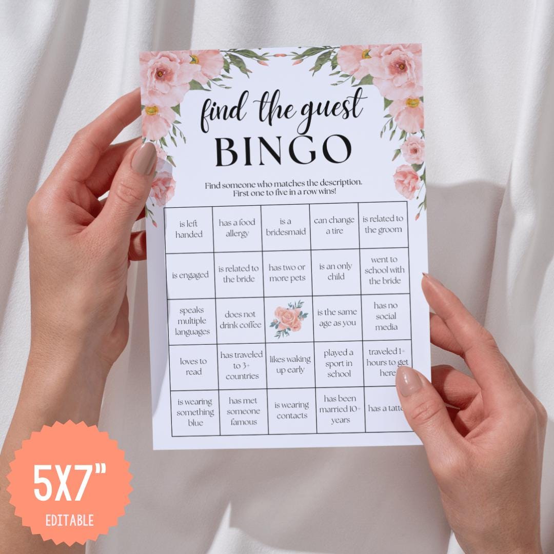 Find the Guest BINGO, Engagement Party Game, Minimalist Shower Game ...