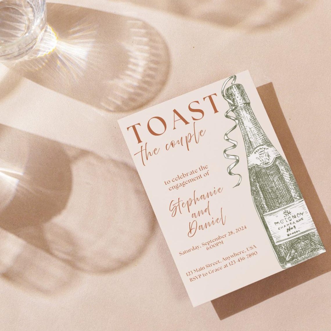 Printable Engagement Party Invite - Toast the Couple - Cocktail Theme ...