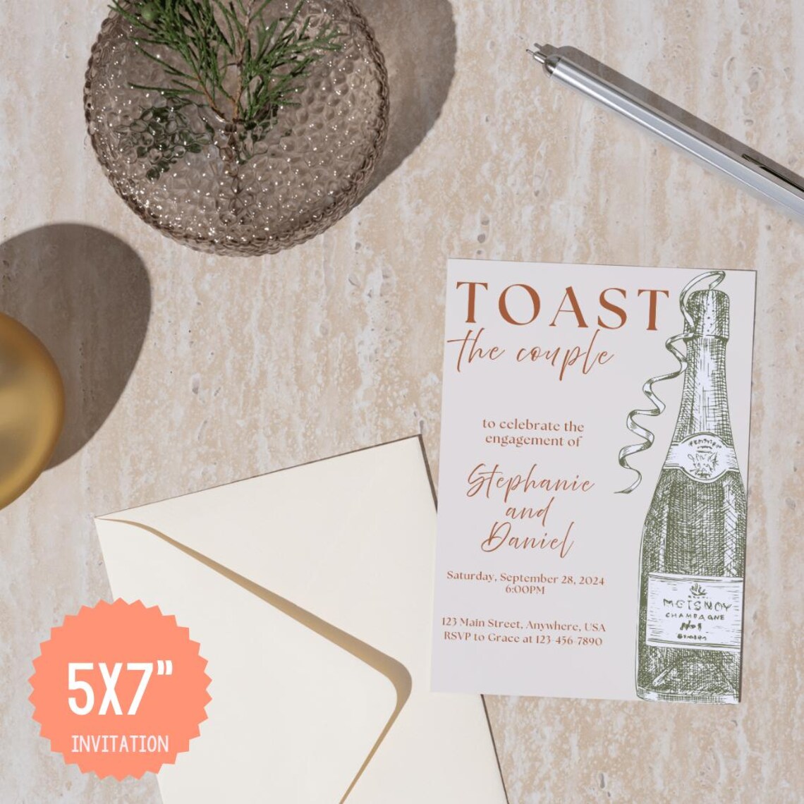 Printable Engagement Party Invite - Toast the Couple - Cocktail Theme ...