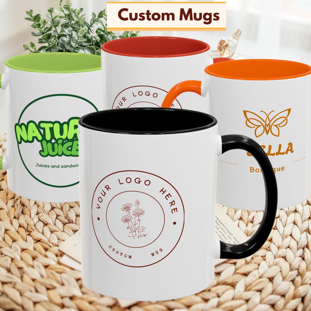 Personalized Logo Coffee Mug, Custom Text, 11oz 15oz - Etsy