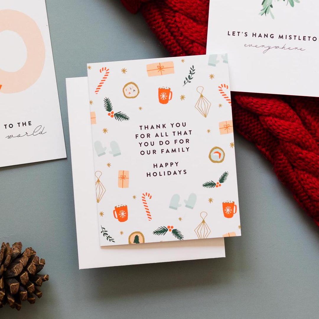 Christmas Thank You Card Teacher Appreciation Holiday Gratitude Card ...