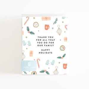Christmas Thank You Card Teacher Appreciation Holiday Gratitude Card ...