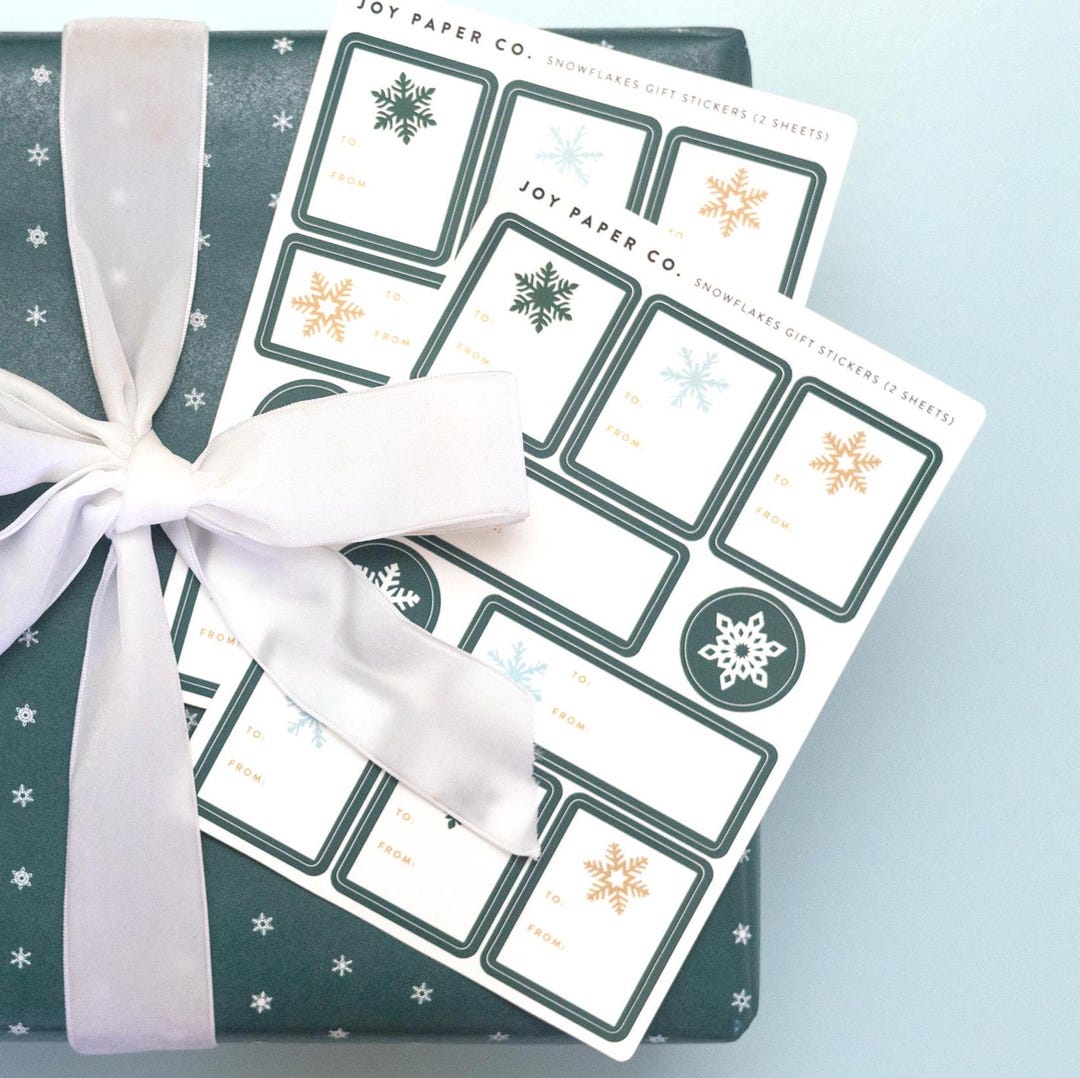 Winter Gift Tag Snowflake Sticker Christmas Wrapping Accessory Secret ...