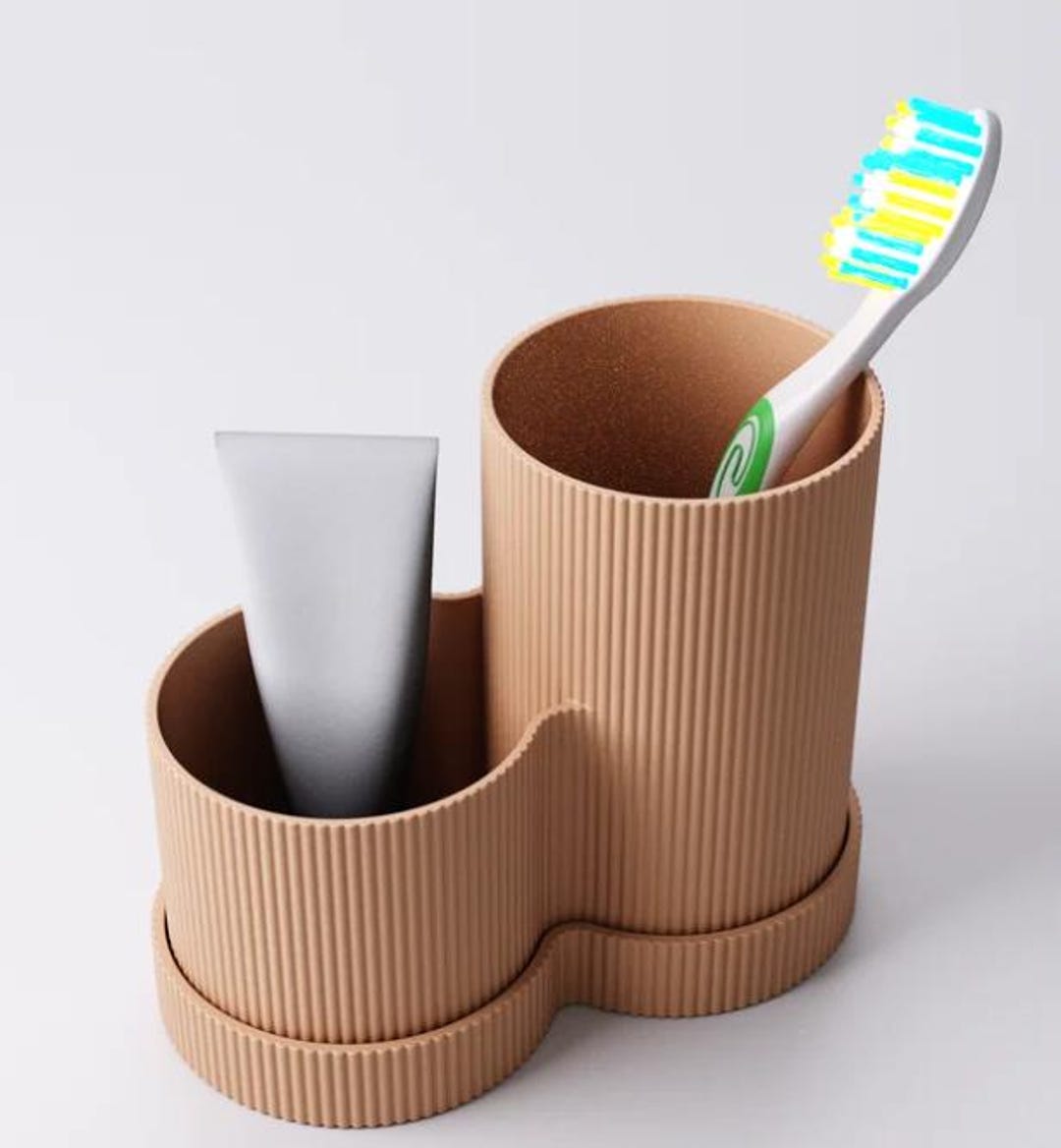 Dual Toothbrush Holder With Removable Tray - 3D Printed Modern Bathroom ...