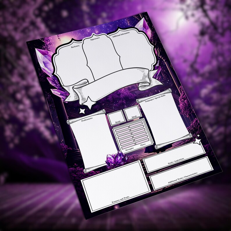 Purple Magic Sorcerer Character Sheet Bundle Dnd 5E Printable Fantasy ...