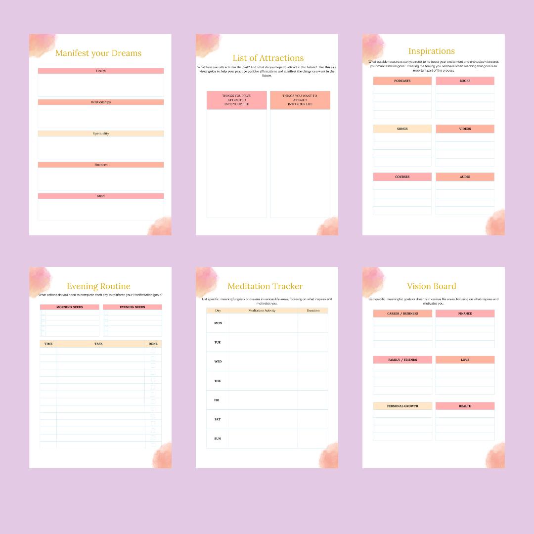 Manifestation Journal Printable Bundle - Manifestation Prompts, Vision ...