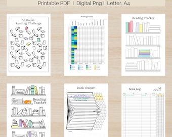 Book Tracker, Goal Tracker, Reading Log, Bookshelf Printable - Etsy