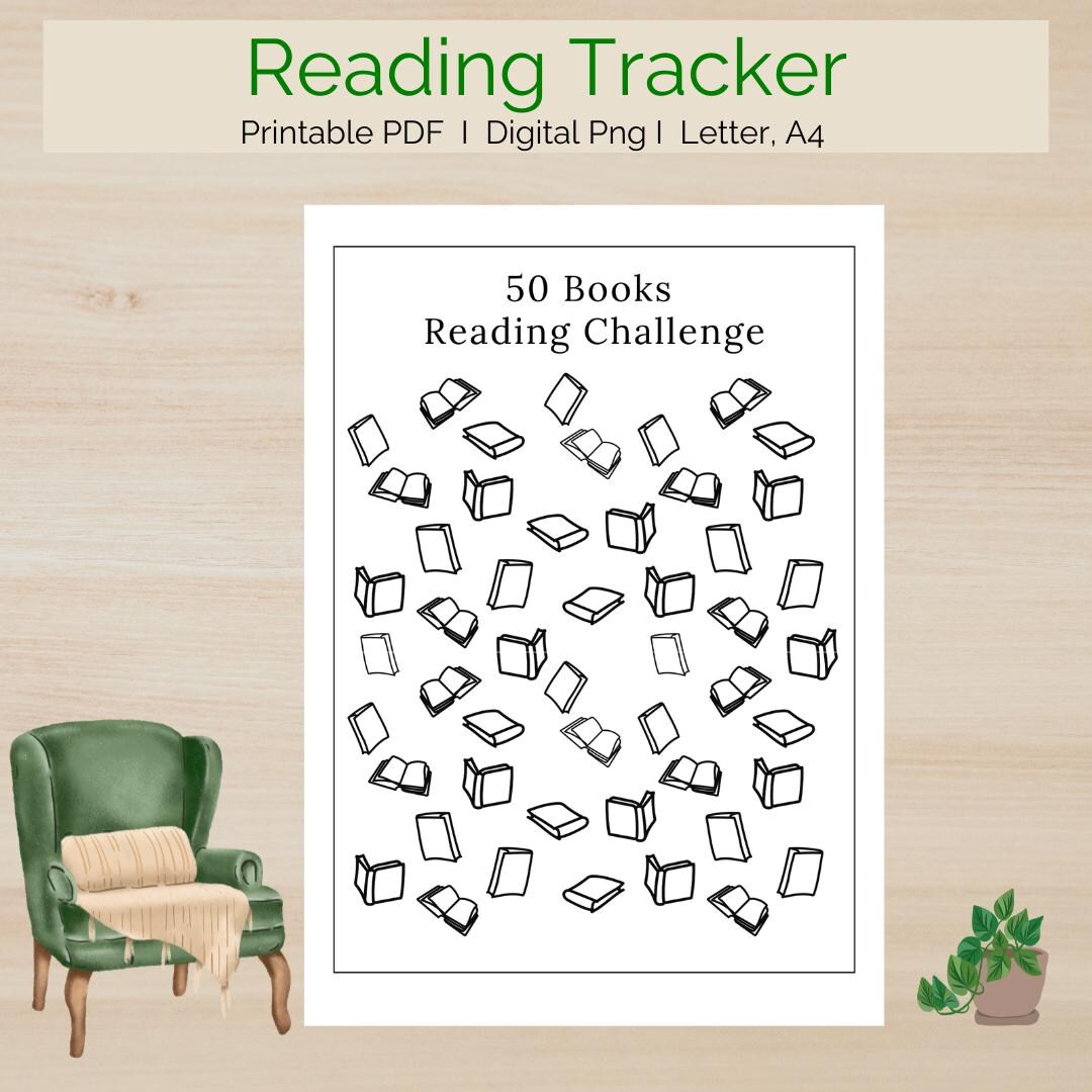 50 Book Reading Challenge Printable – Bullet Journal Reading Tracker ...