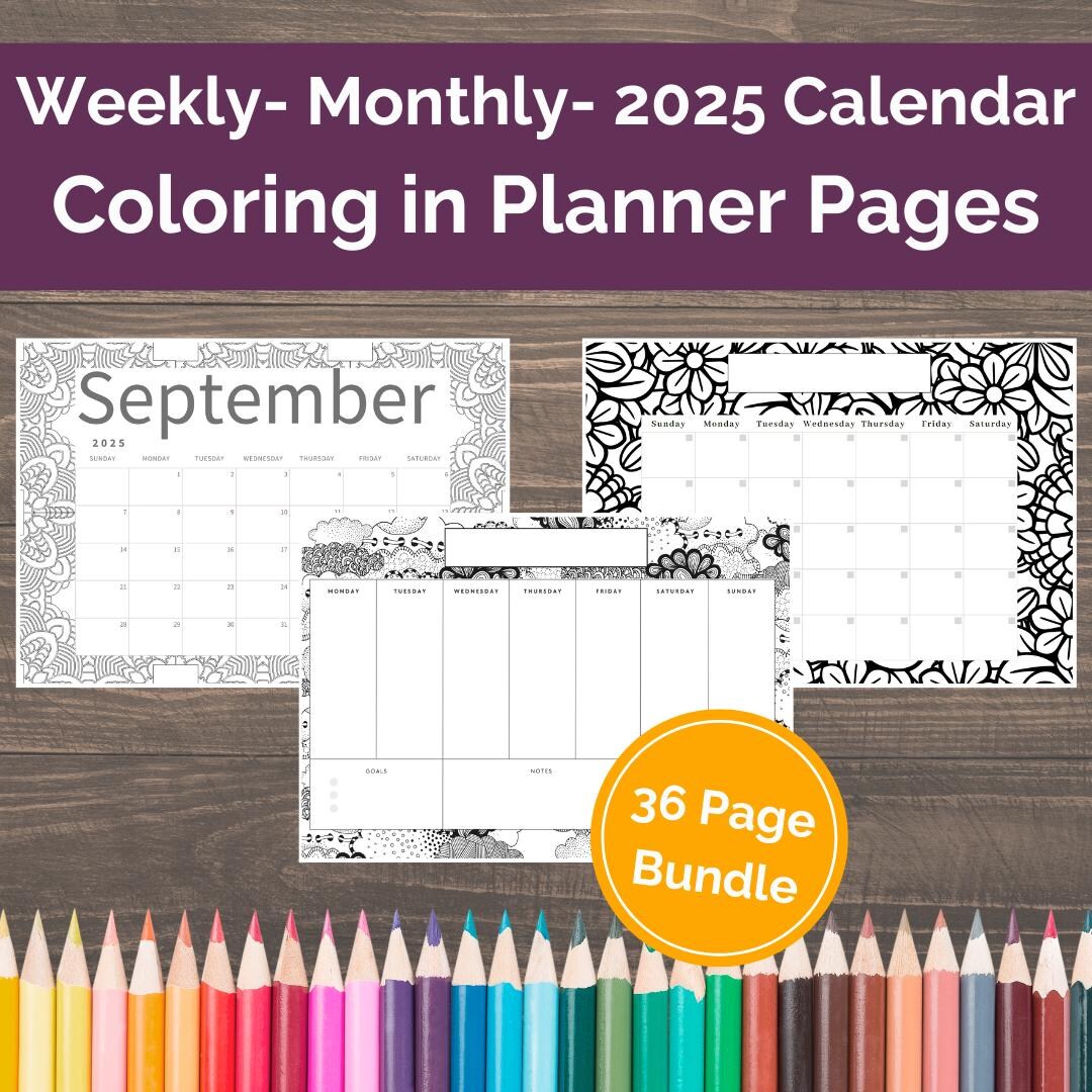 Printable Planner Bundle PDF - Undated Weekly Yearly & 2025 Calendar ...