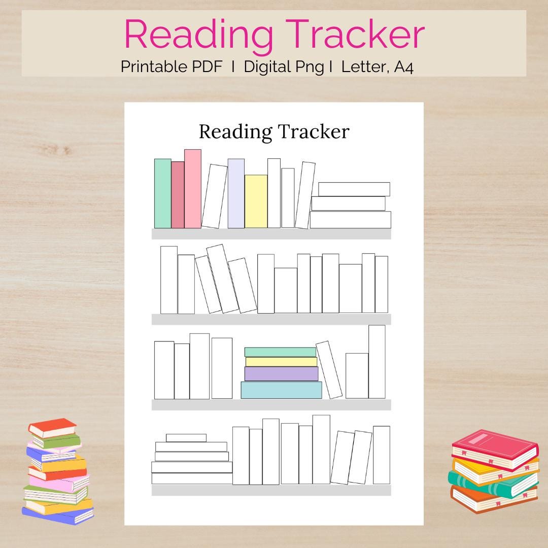 Bookshelf Book Tracker Printable – Fill in Book Spines to Track Reads ...