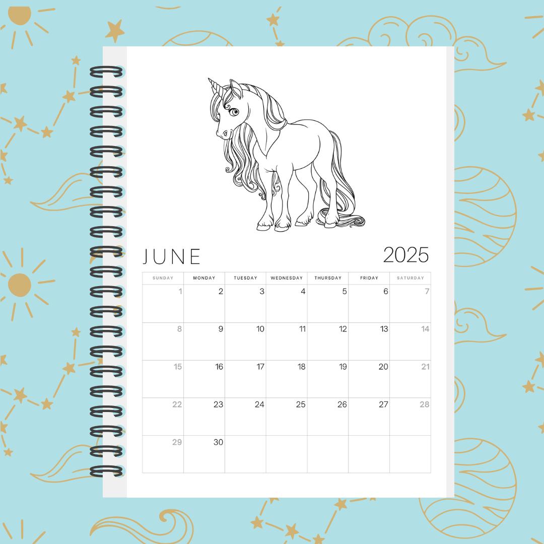 2025 Kids Coloring Calendar – Printable Fairytale-themed Wall Calendar ...