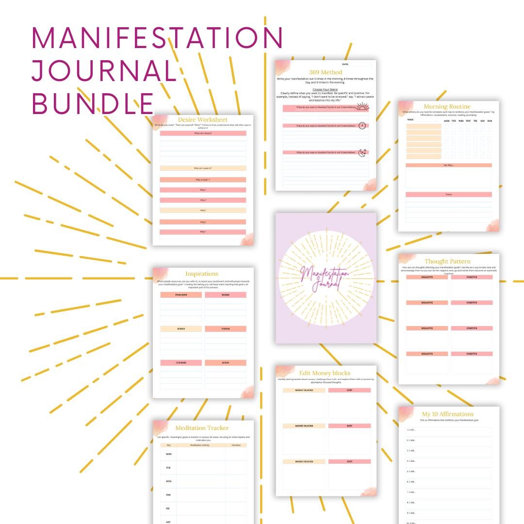 Manifestation Journal Printable Bundle - Manifestation Prompts, Vision ...