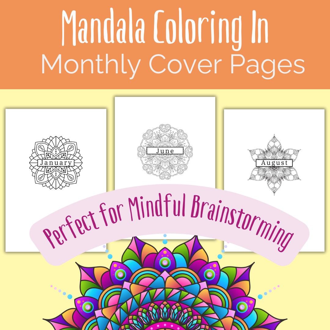 Mandala Coloring Monthly Planner Covers | 12 Printable Cover Pages ...