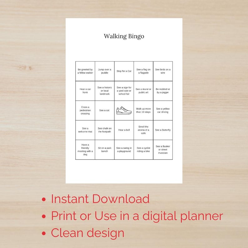 Printable Walking Bingo Game | Fun Family Walk Activity | Outdoor ...
