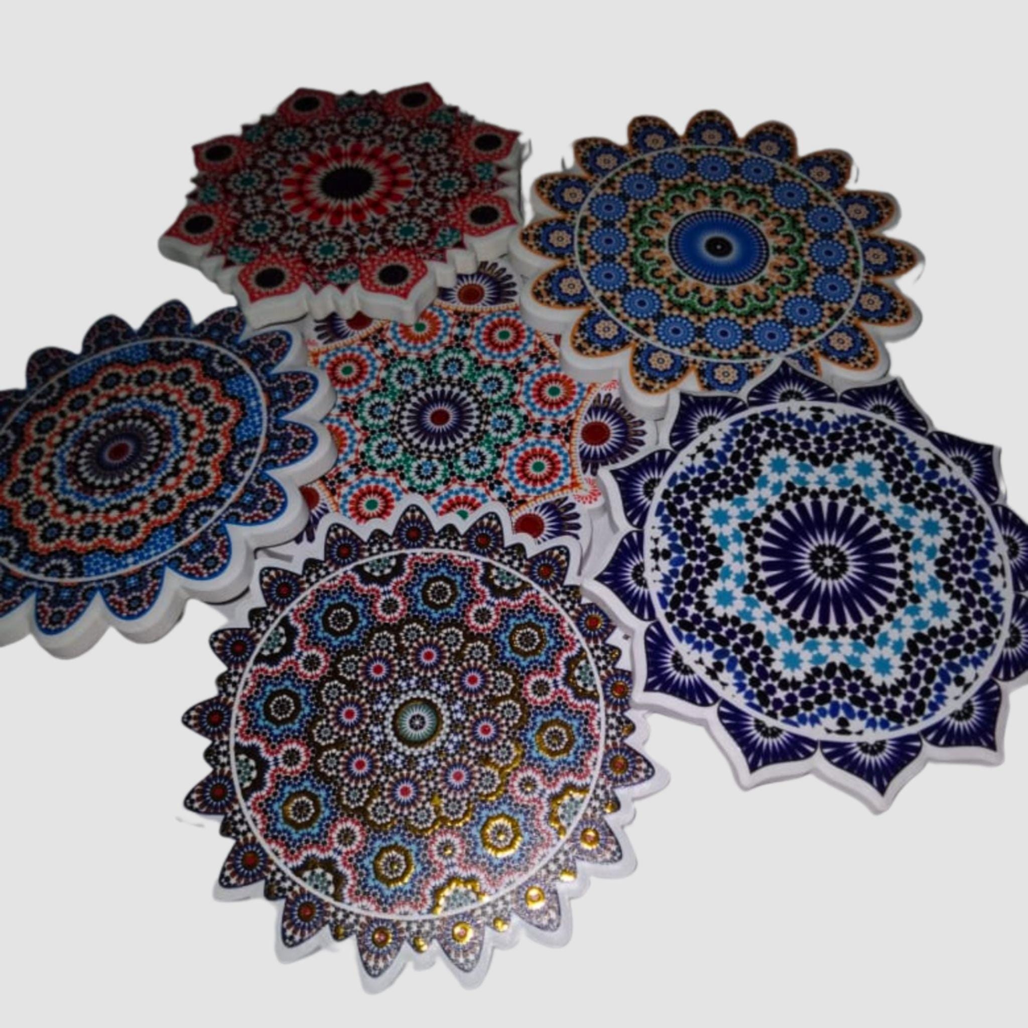 Set of 6 Moroccan Mix Tile Coasters, Handcrafted Zellige Drink Coasters ...