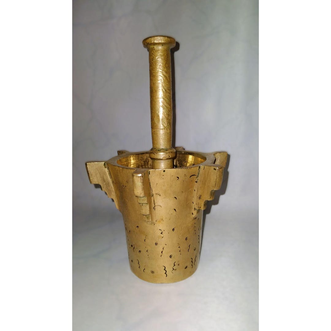 Rare Antique Moroccan Brass Mortar Pestle, Handcrafted by Jewish ...